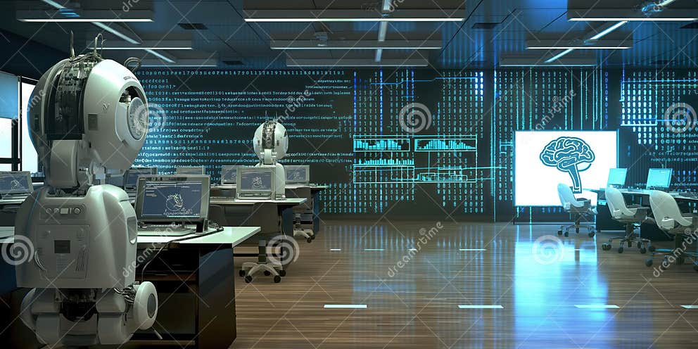 Man in Business Attire, Brain-like Computer System, Virtual Interface ...