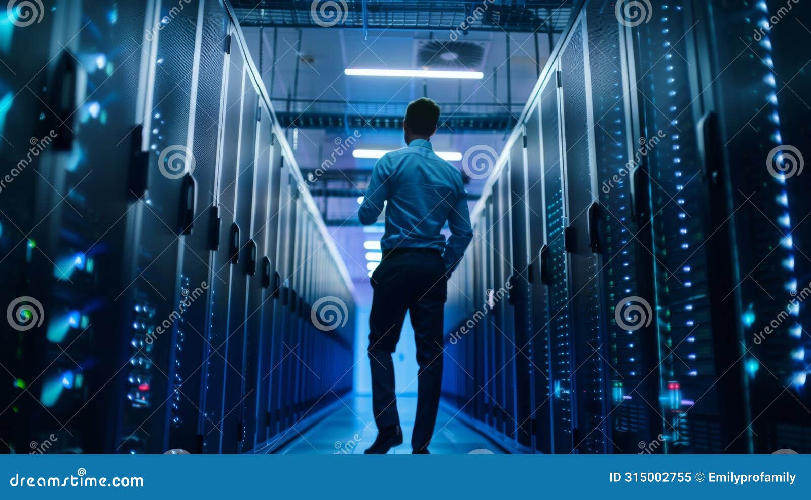 It Professional Inspecting Servers in Data Center at Night Stock Image ...