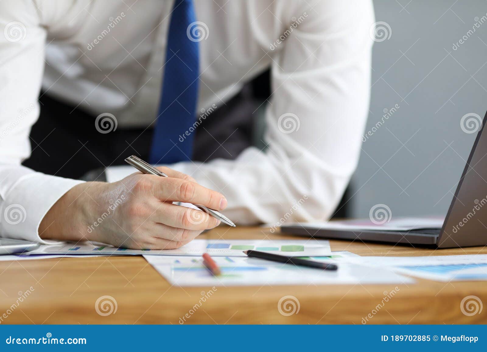 Man in Business Clothes Leaned Over Table Home Stock Image - Image of ...