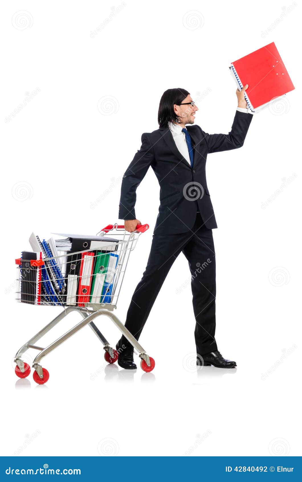 Man with Business Folders Isolated Stock Photo - Image of folders ...