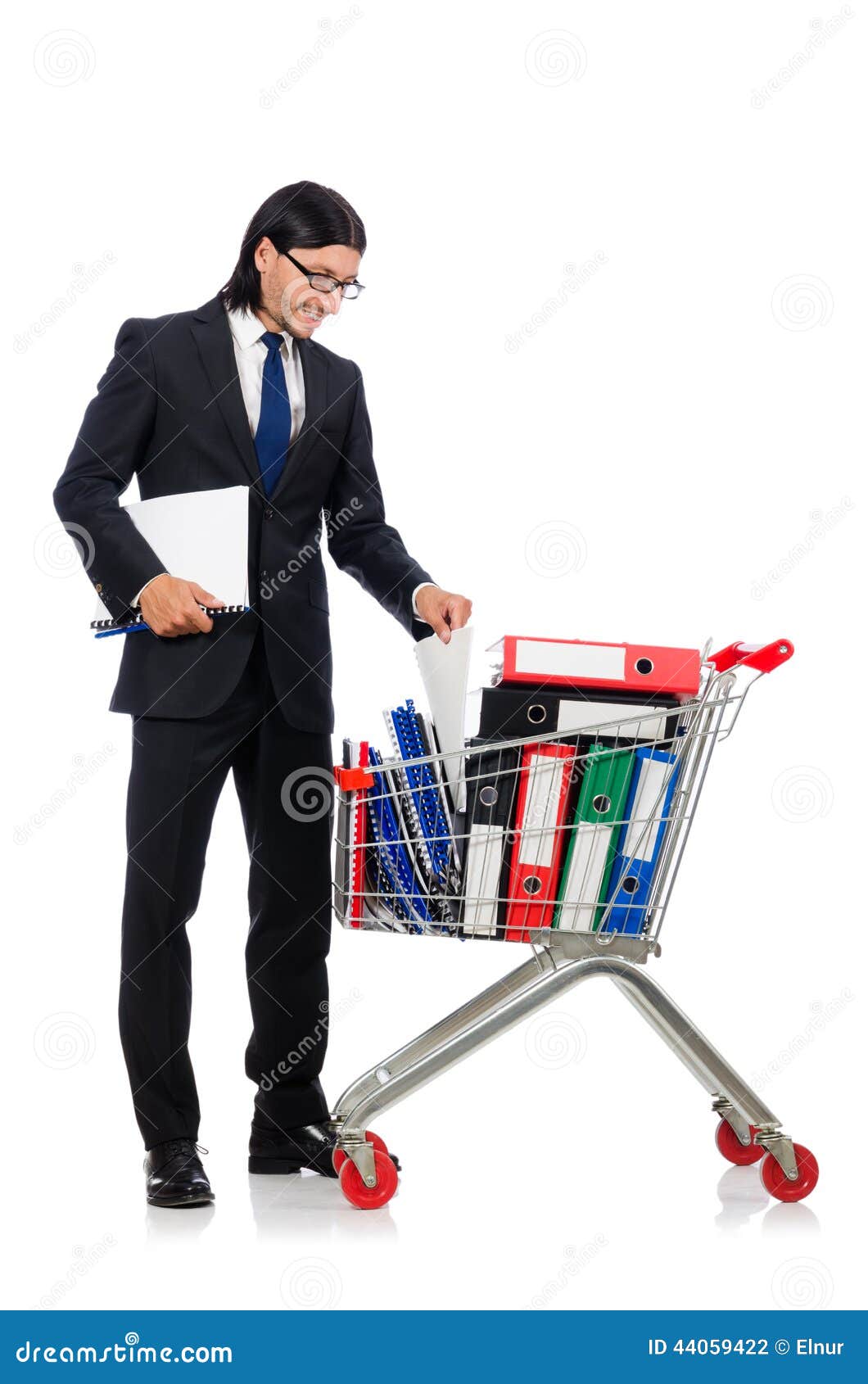 Man with Business Folders Isolated Stock Photo - Image of file, binders ...