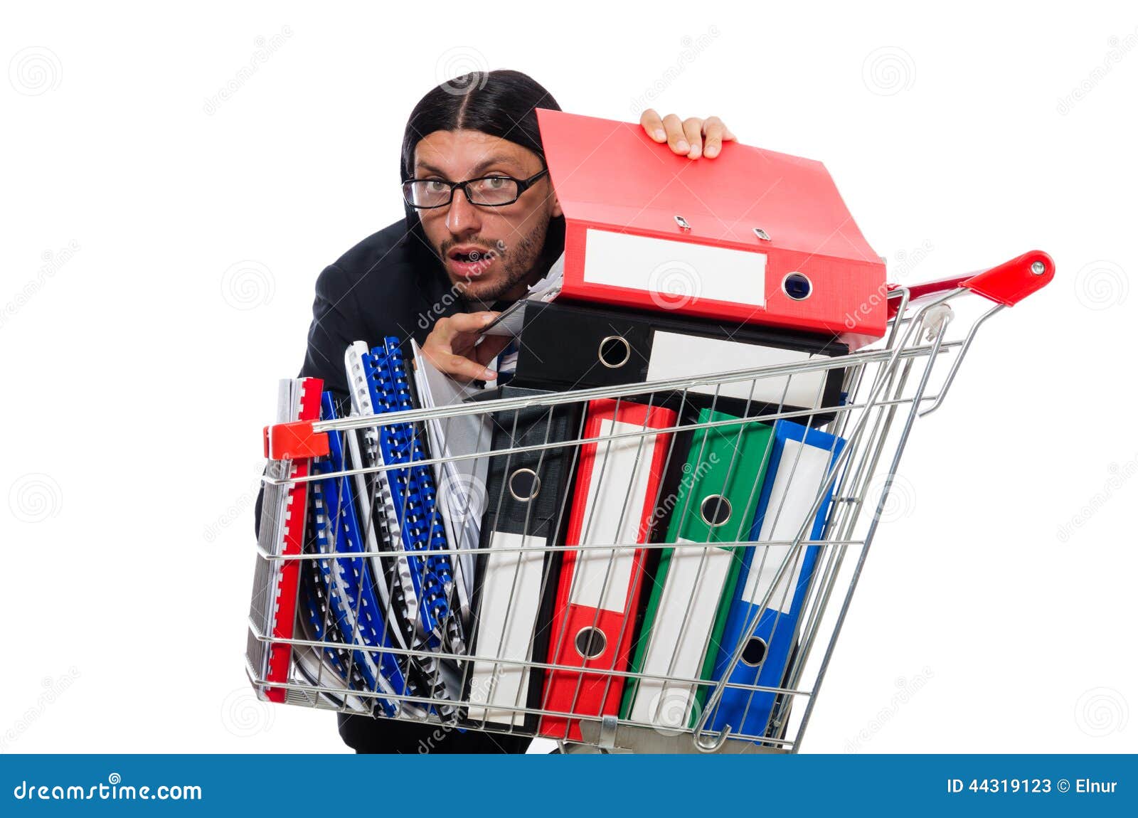 Man with Business Folders Isolated Stock Image - Image of choosing ...