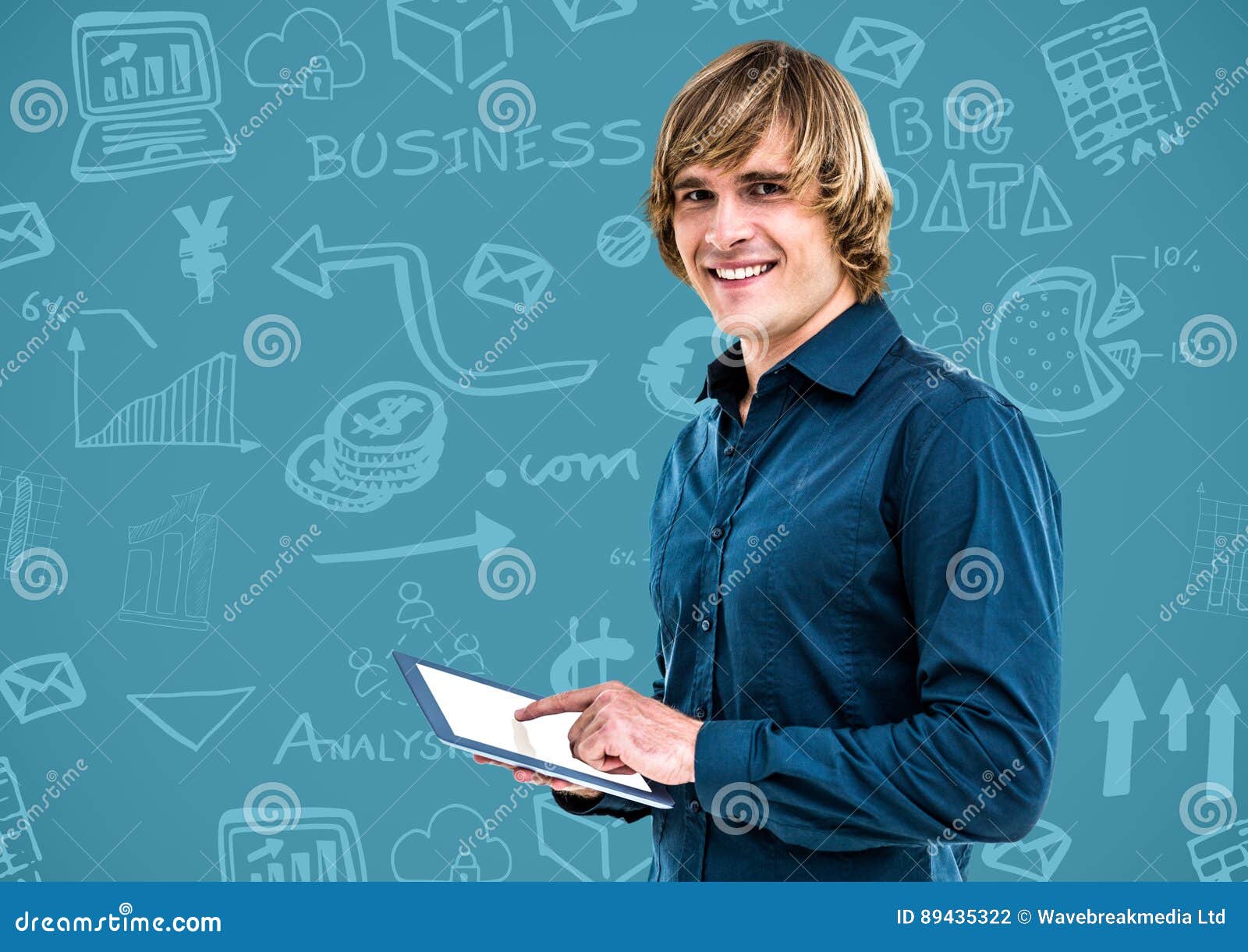 Man with Business Graphics Drawings Stock Photo - Image of design ...