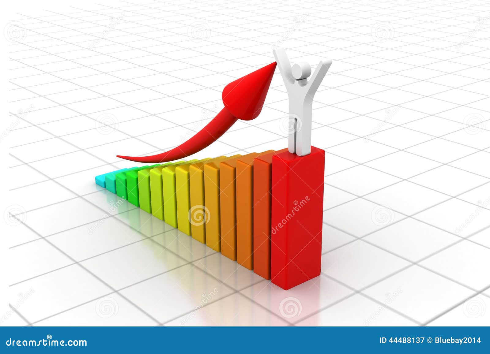 Man with Business Statistic Graph Stock Illustration - Illustration of ...