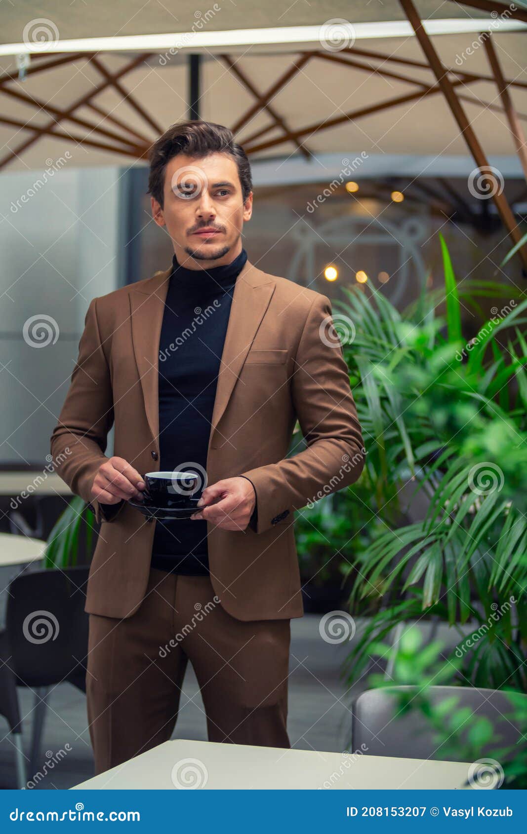 A Man in a Business Suit Drinking Tea Stock Image - Image of happy ...