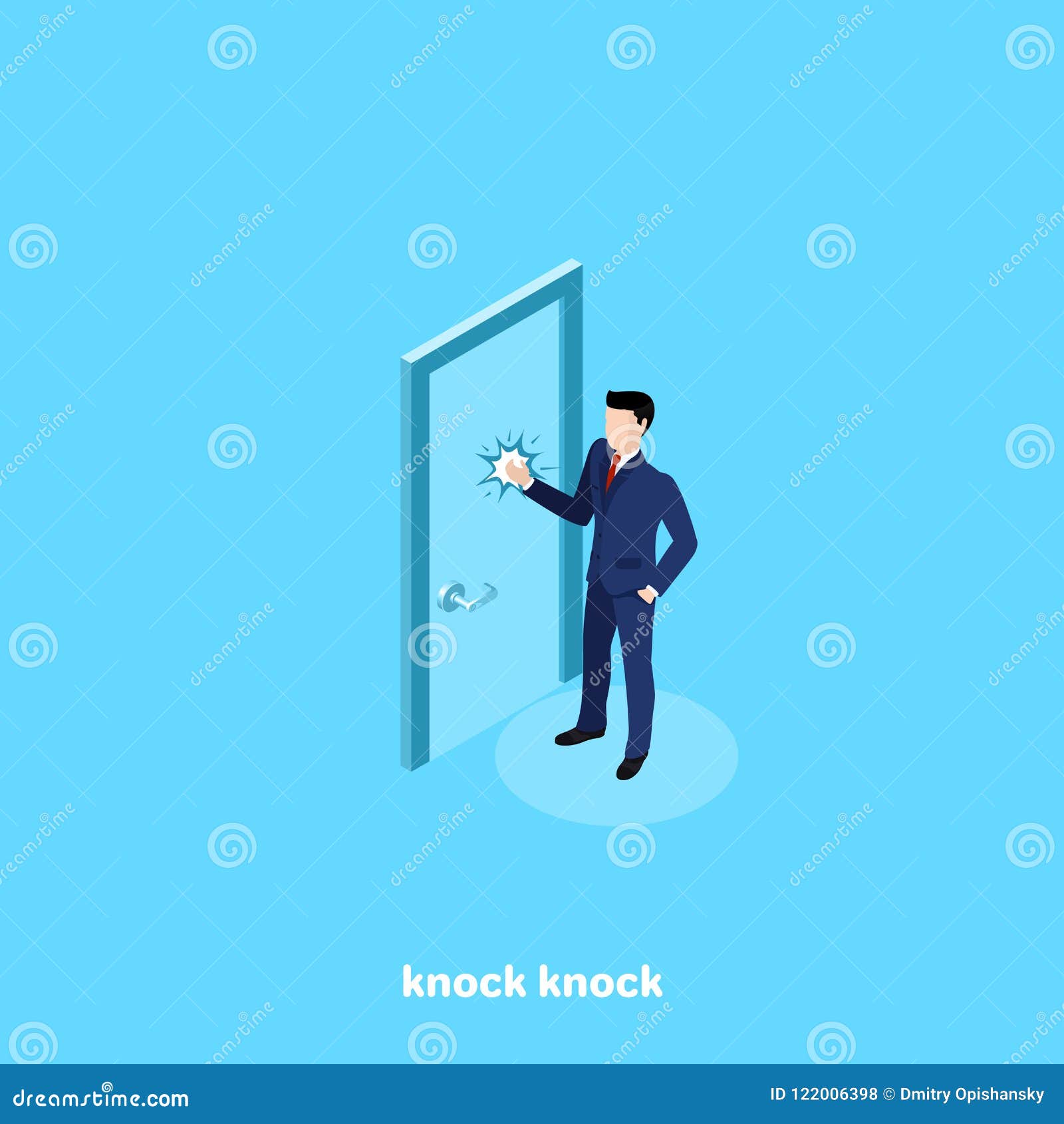 A Man In Suit Knocks On Table With Fork And Knife Vector Illustration ...