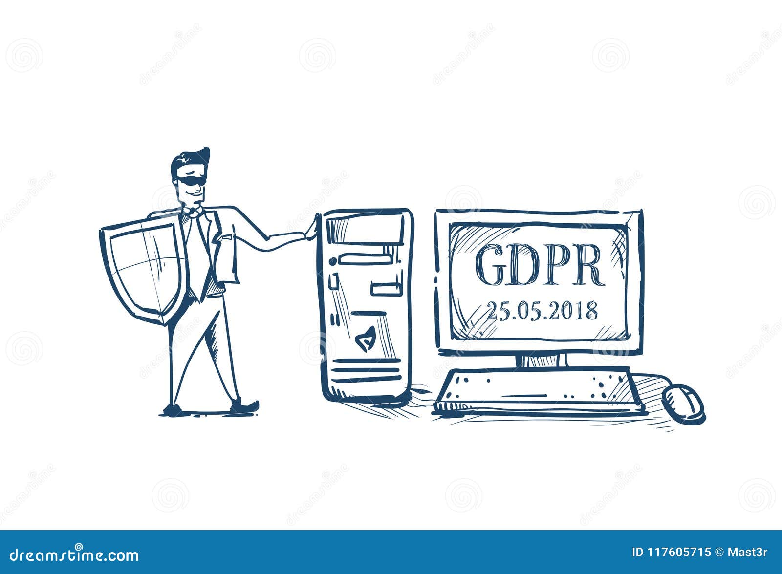 Man in Business Suit Shield Security and Protection of Personal Data on ...