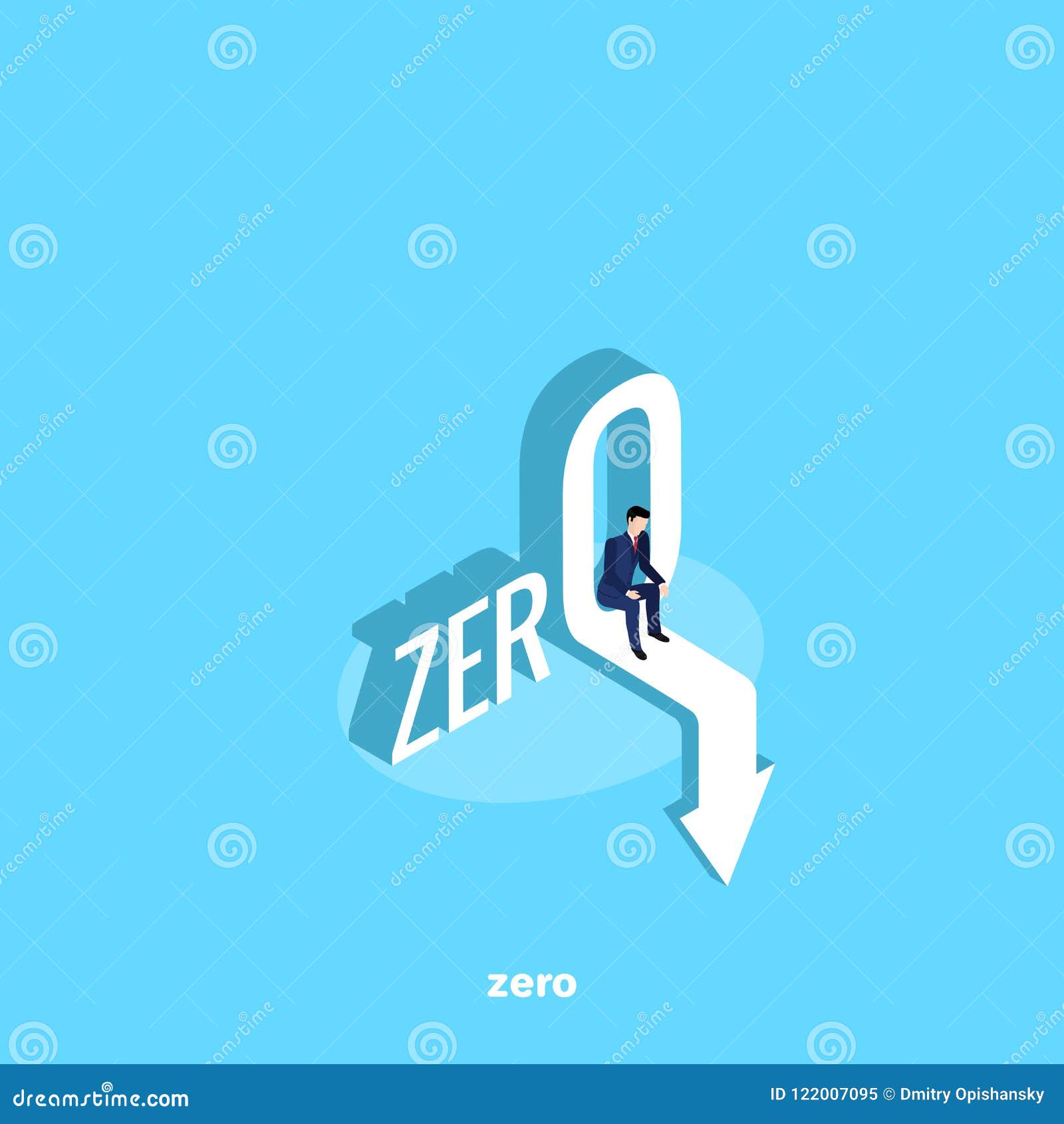 A Man in a Business Suit Sits in a Large Zero Stock Vector ...