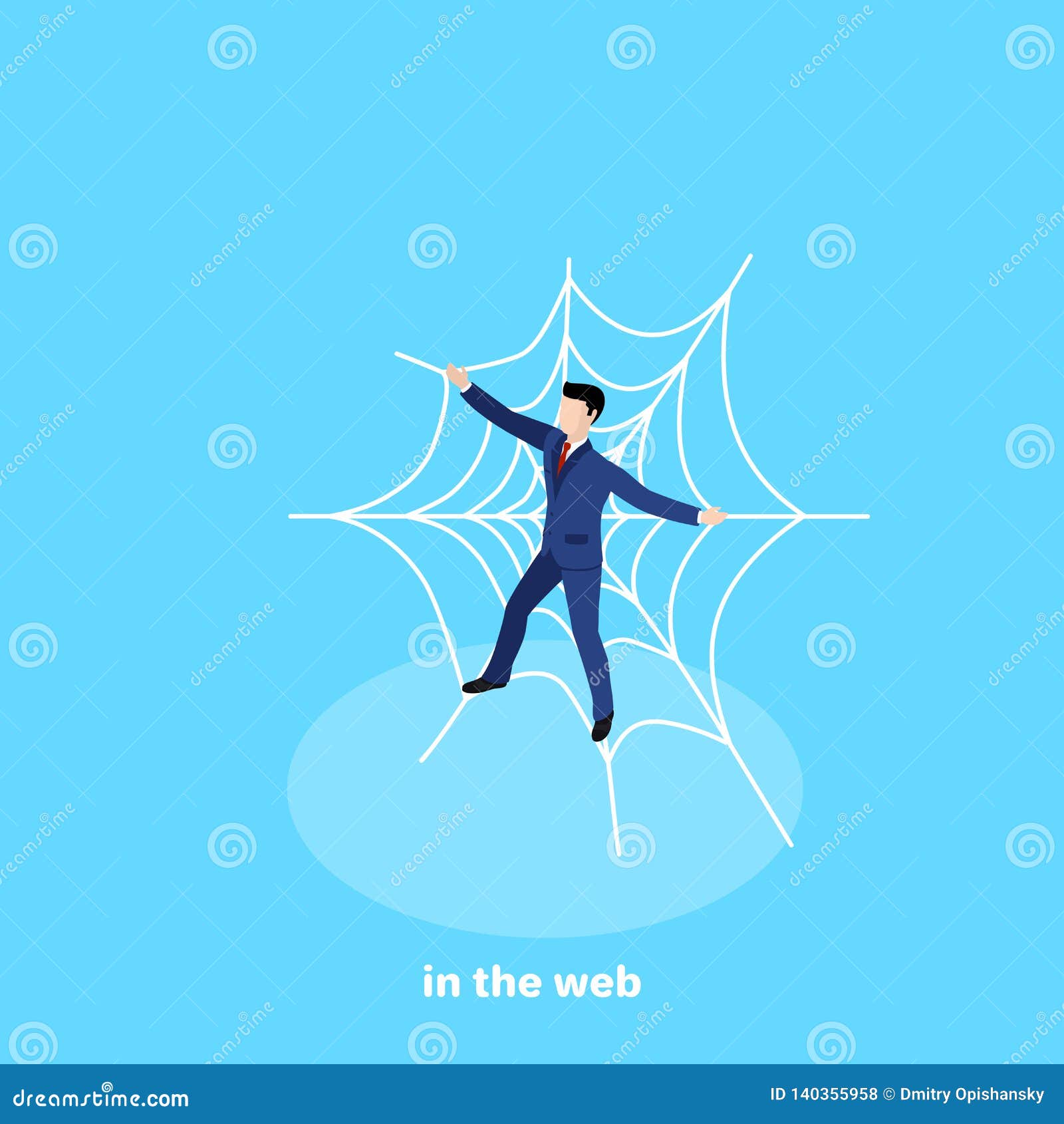 A Man in a Business Suit Stuck in a Huge Web Stock Vector ...
