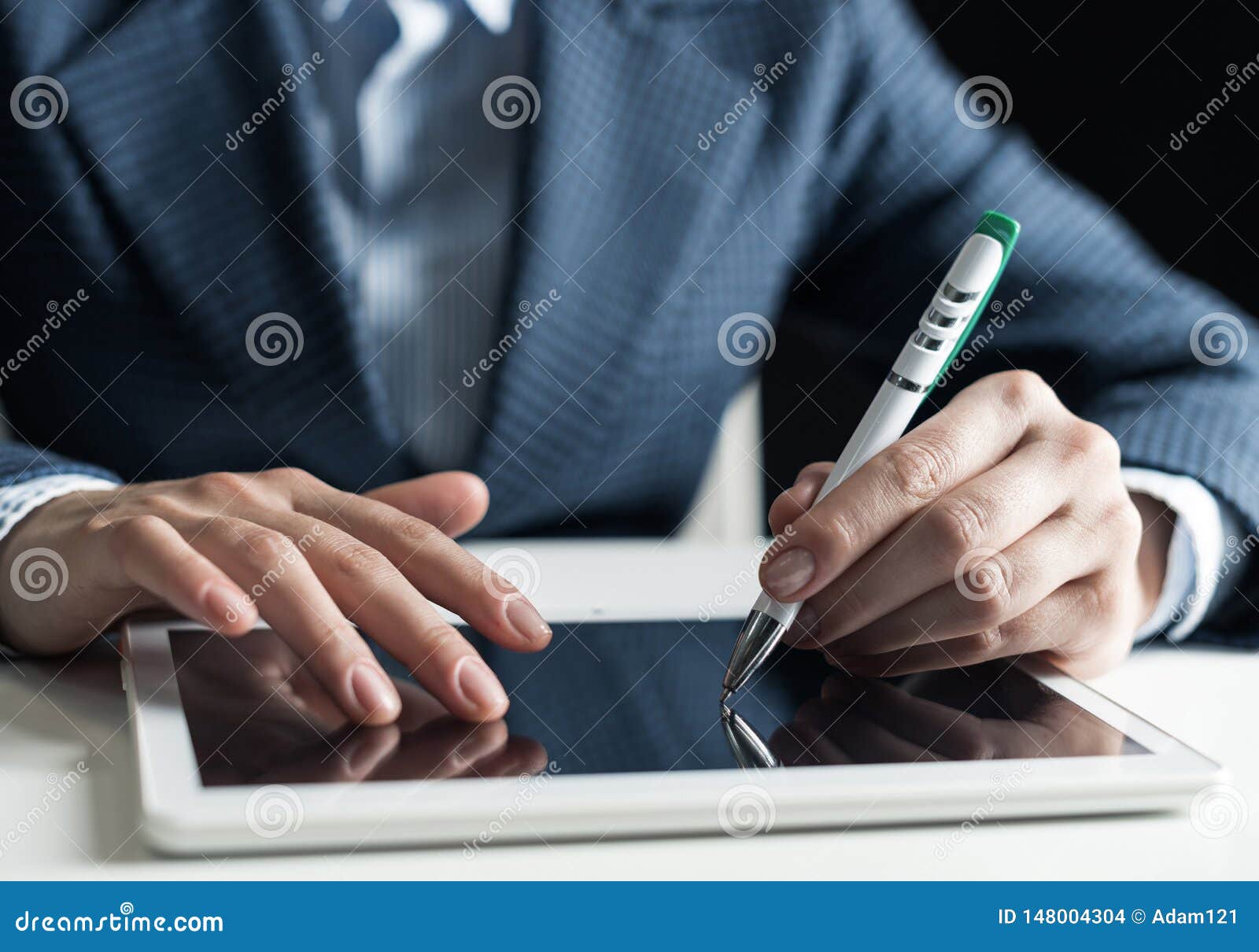 Man in Business Suit Using Digital Tablet Computer Stock Photo - Image ...