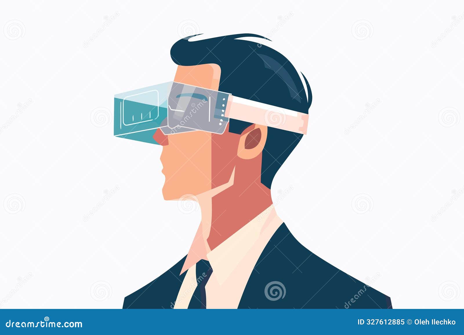 Man in Business Suit with Wearable Spatial Computer O Isolated Vector ...