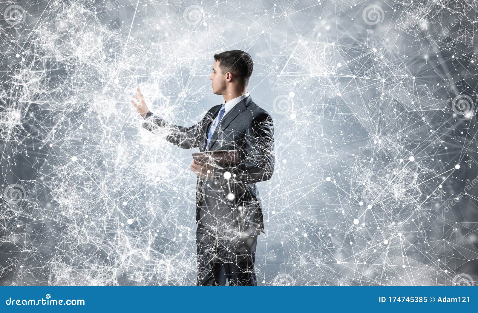 Man in Business Suit on White Background Stock Image - Image of cloud ...