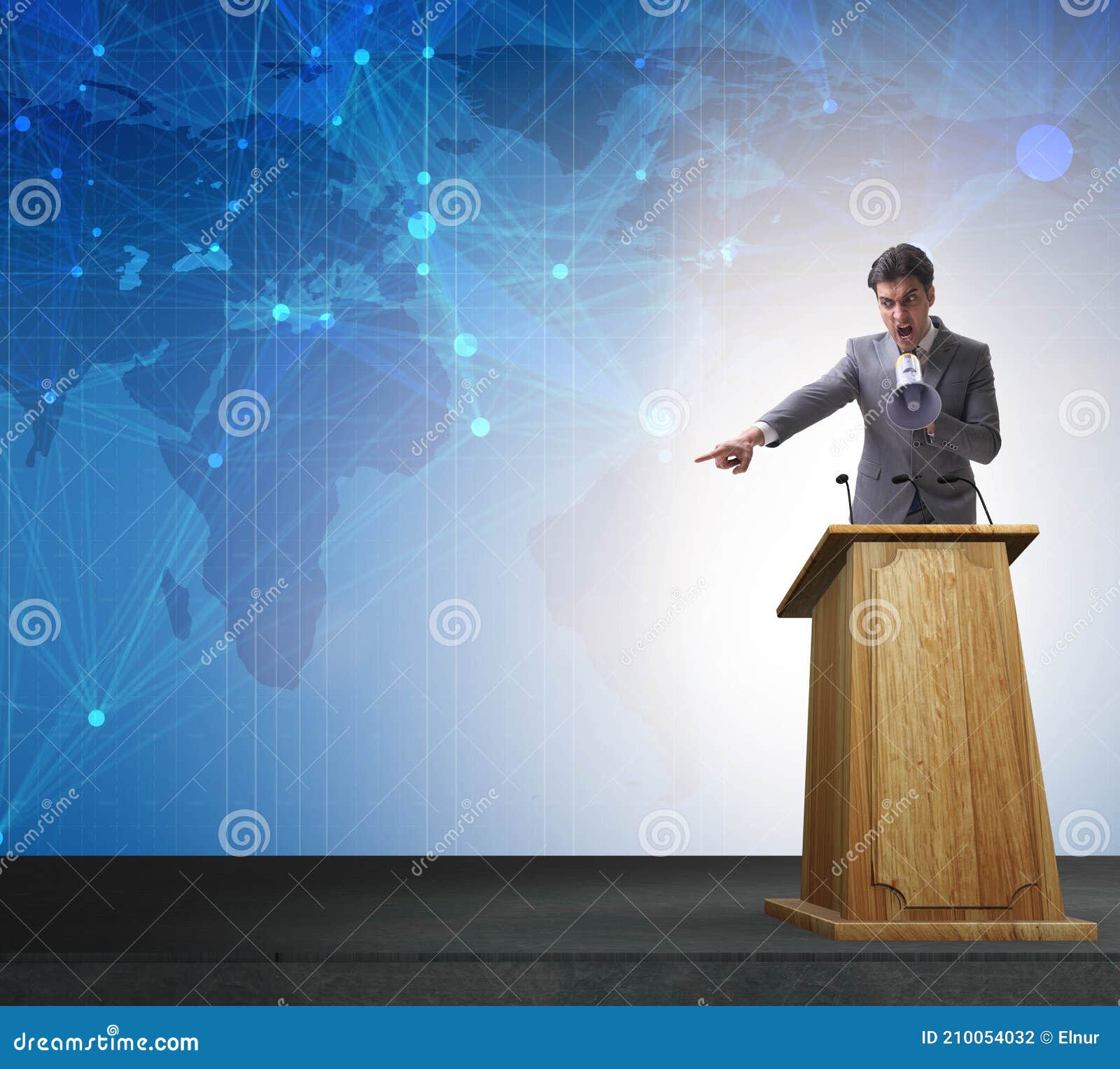Man Businessman Making Speech at Rostrum in Business Concept Stock ...