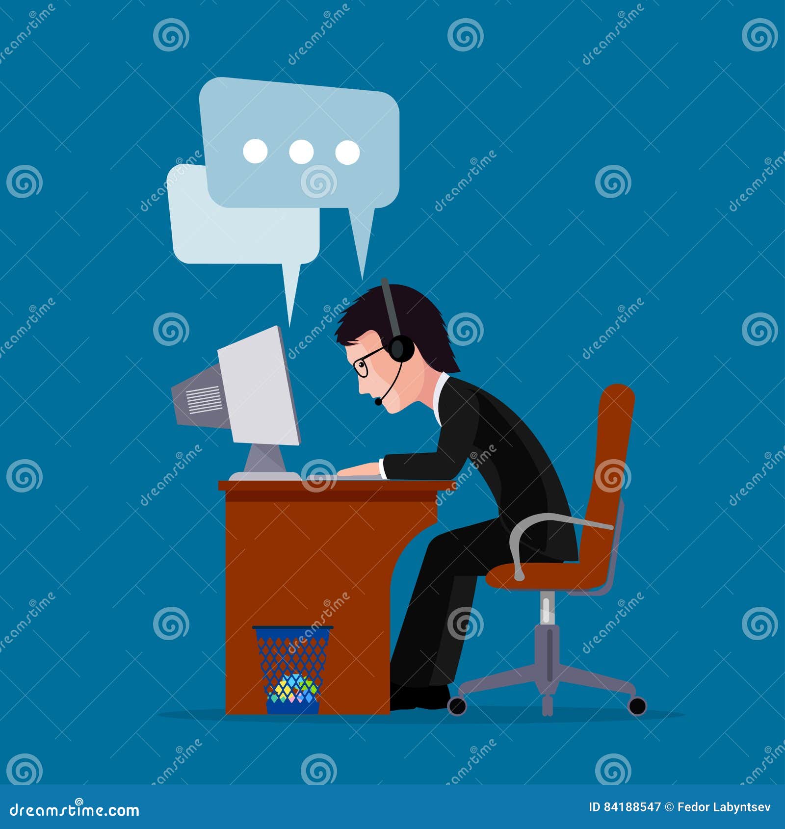 Man the Businessman Worker Cent Call Far Off with Clients. Stock Vector ...