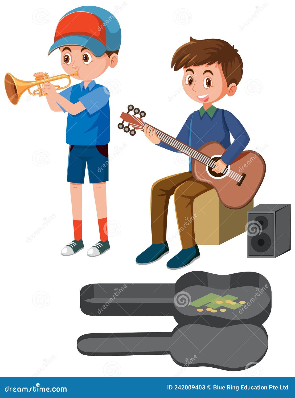 Man Buskers Perform at the Street Stock Vector - Illustration of ...