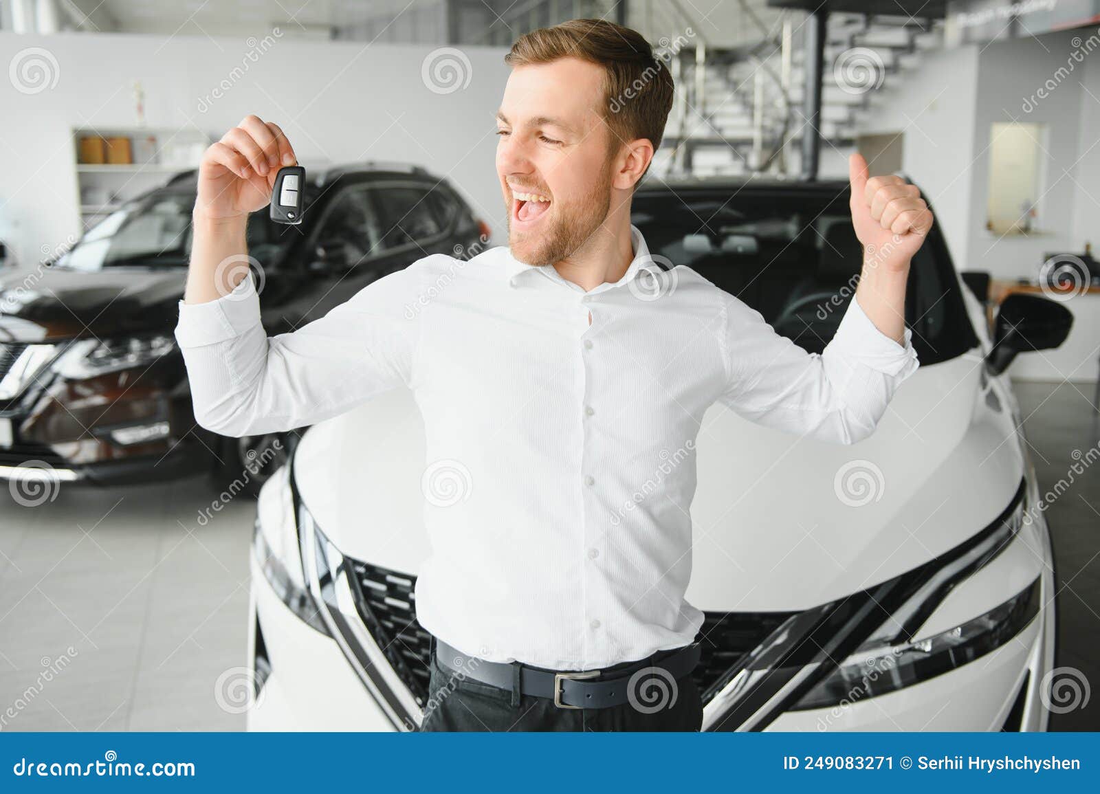 Man Buying a Car at a Showroom Stock Image - Image of dealership ...
