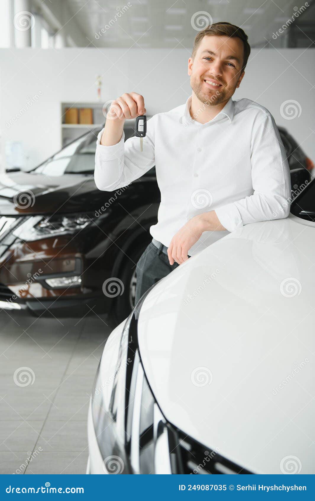 Man Buying a Car at a Showroom Stock Image - Image of buying, purchase ...