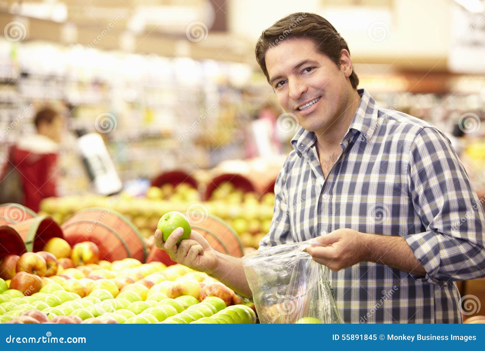 Man Buying Fruit in Supermarket Stock Image - Image of food, costs ...