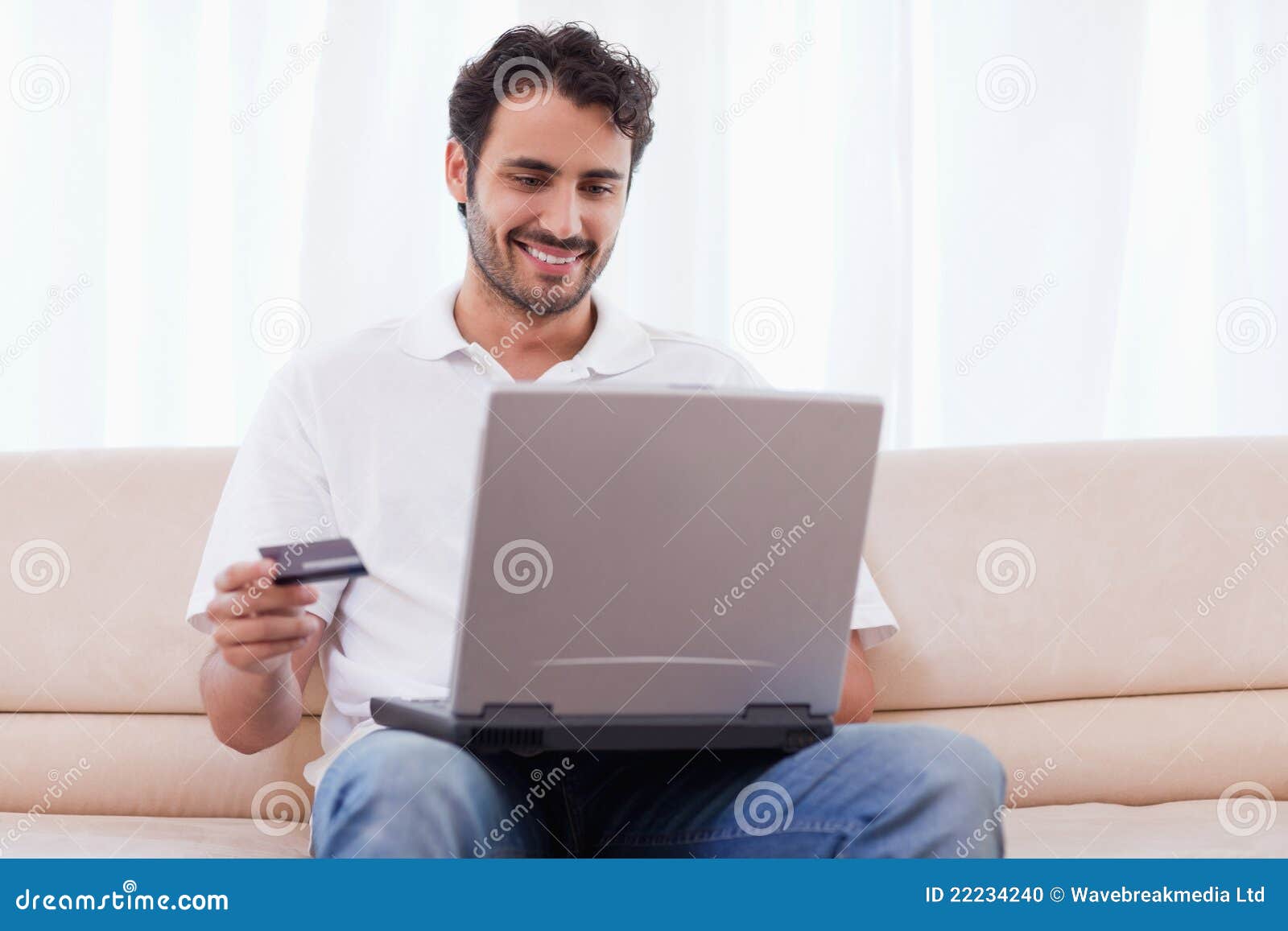 Man buying online stock photo. Image of purchasing, finance - 22234240