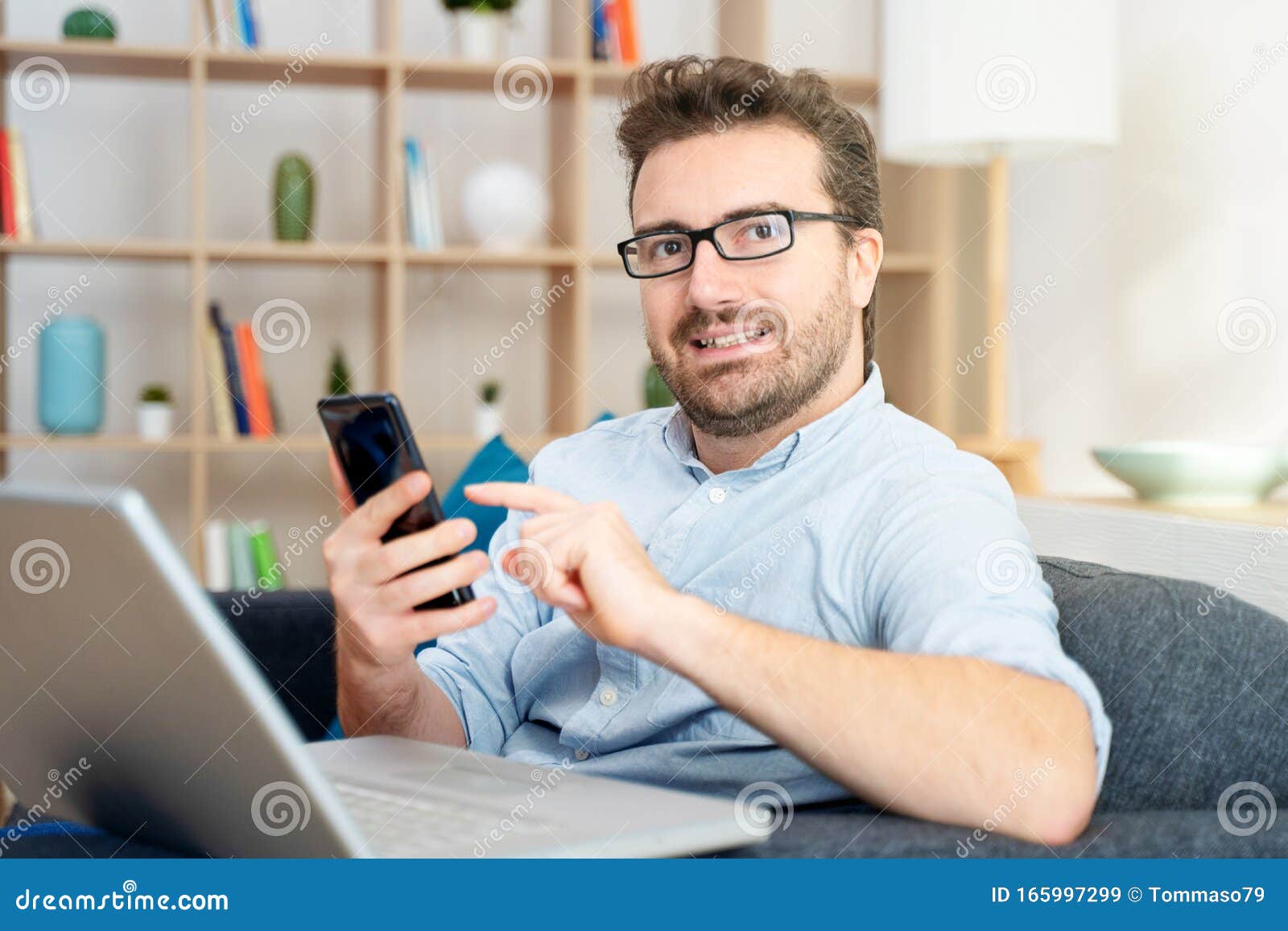Man Buying Online with App and Smart Phone Stock Image - Image of ...