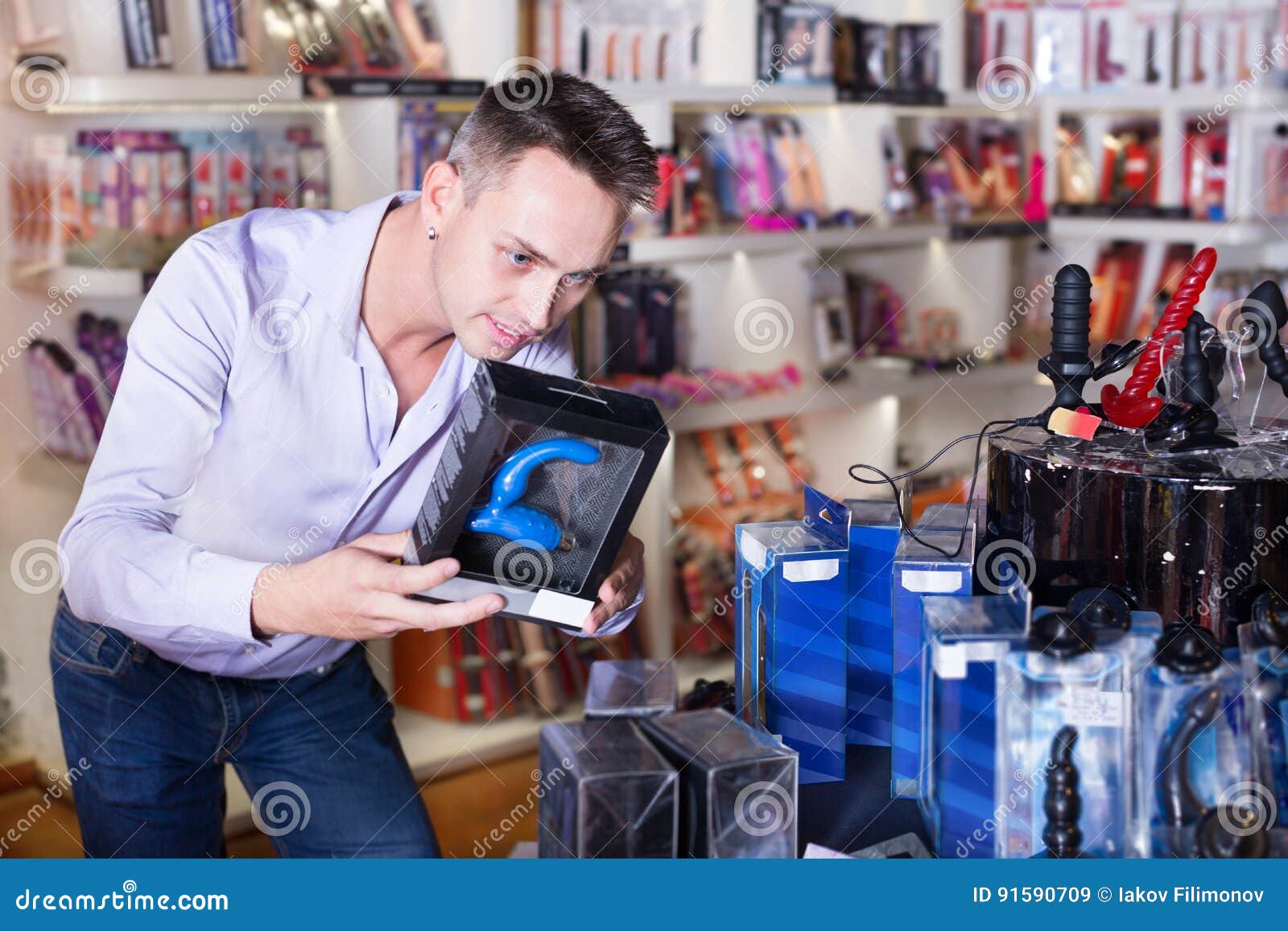 Man Buying Sex Toys In Shop Stock Image Image Of Buying European