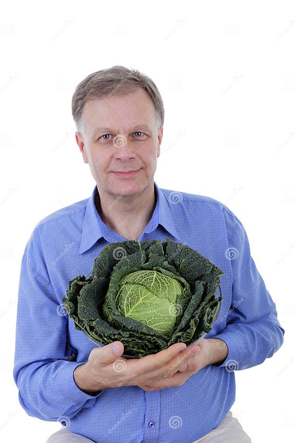 Man with cabbage stock image. Image of portrait, caucasian - 25364469