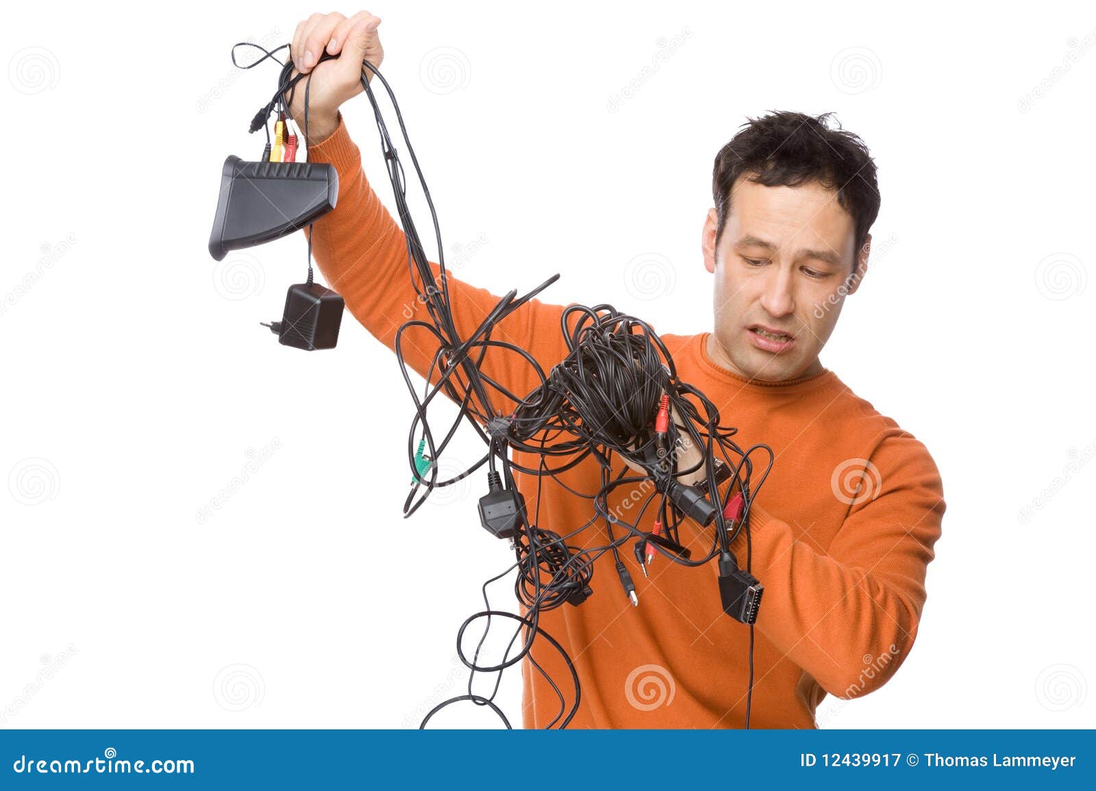 Man with cables stock image. Image of cable, chaos, person - 12439917