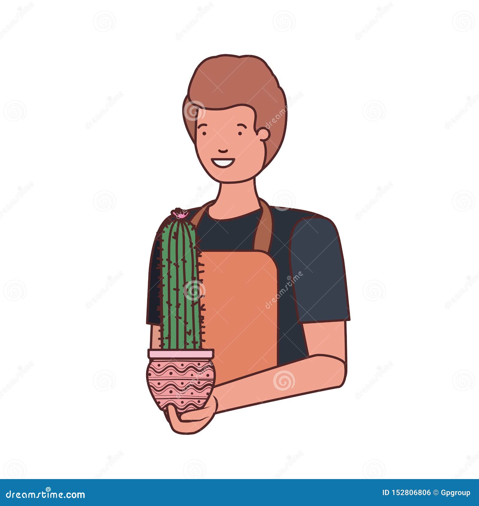 Man with Cactus Avatar Character Stock Vector - Illustration of drawn ...
