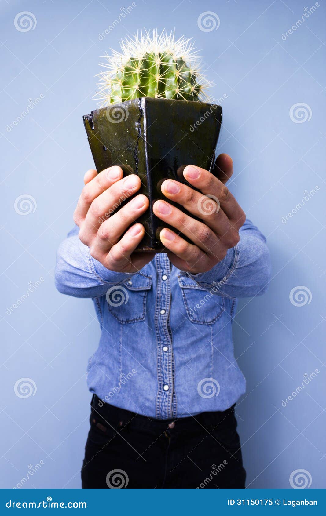 Man with cactus stock image. Image of idea, selective - 31150175