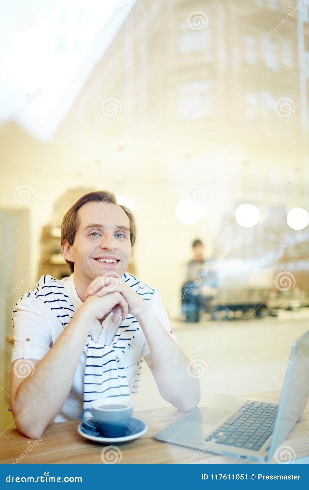 Man at cafe stock image. Image of manager, coffee, computer - 117611051