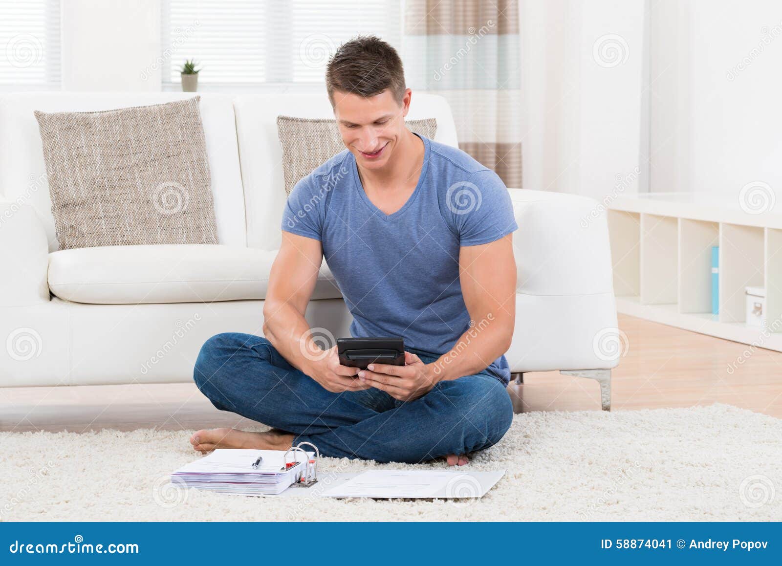 Man Calculating Budget with Calculator Stock Image - Image of paper ...