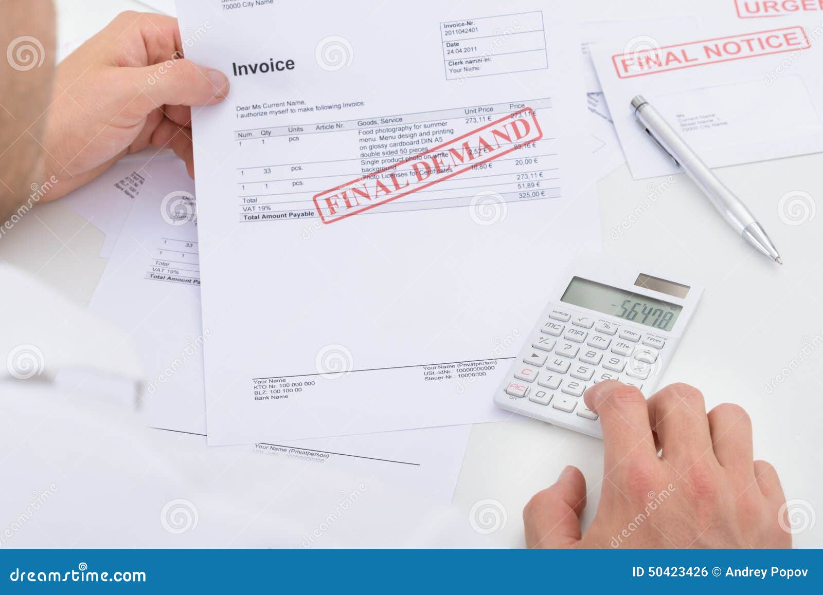Man calculating invoice stock photo. Image of demand - 50423426