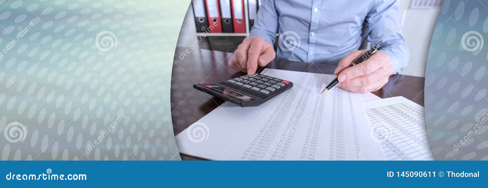 Man Doing His Accounting. Panoramic Banner Stock Image - Image of ...