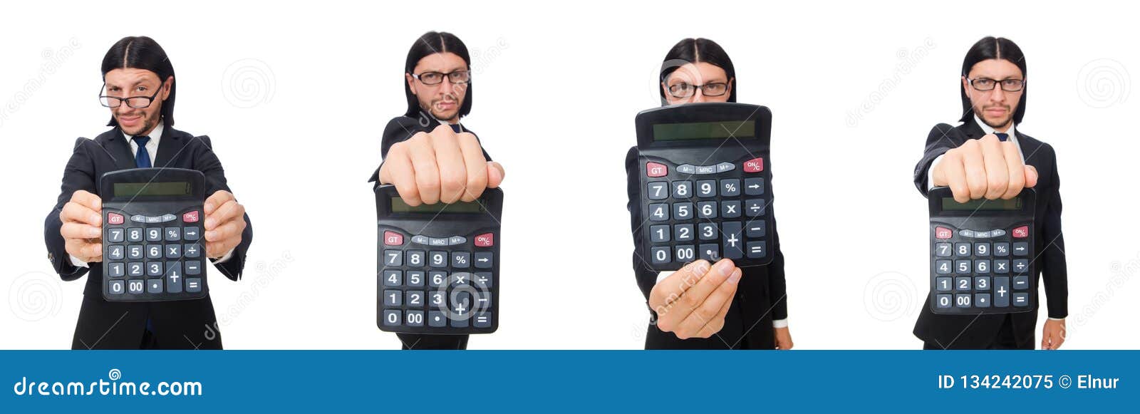 The Man with Calculator Isolated on White Stock Image - Image of ...