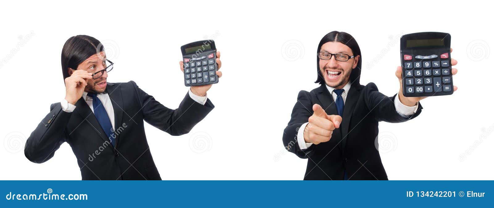 The Man with Calculator Isolated on White Stock Image - Image of broke ...