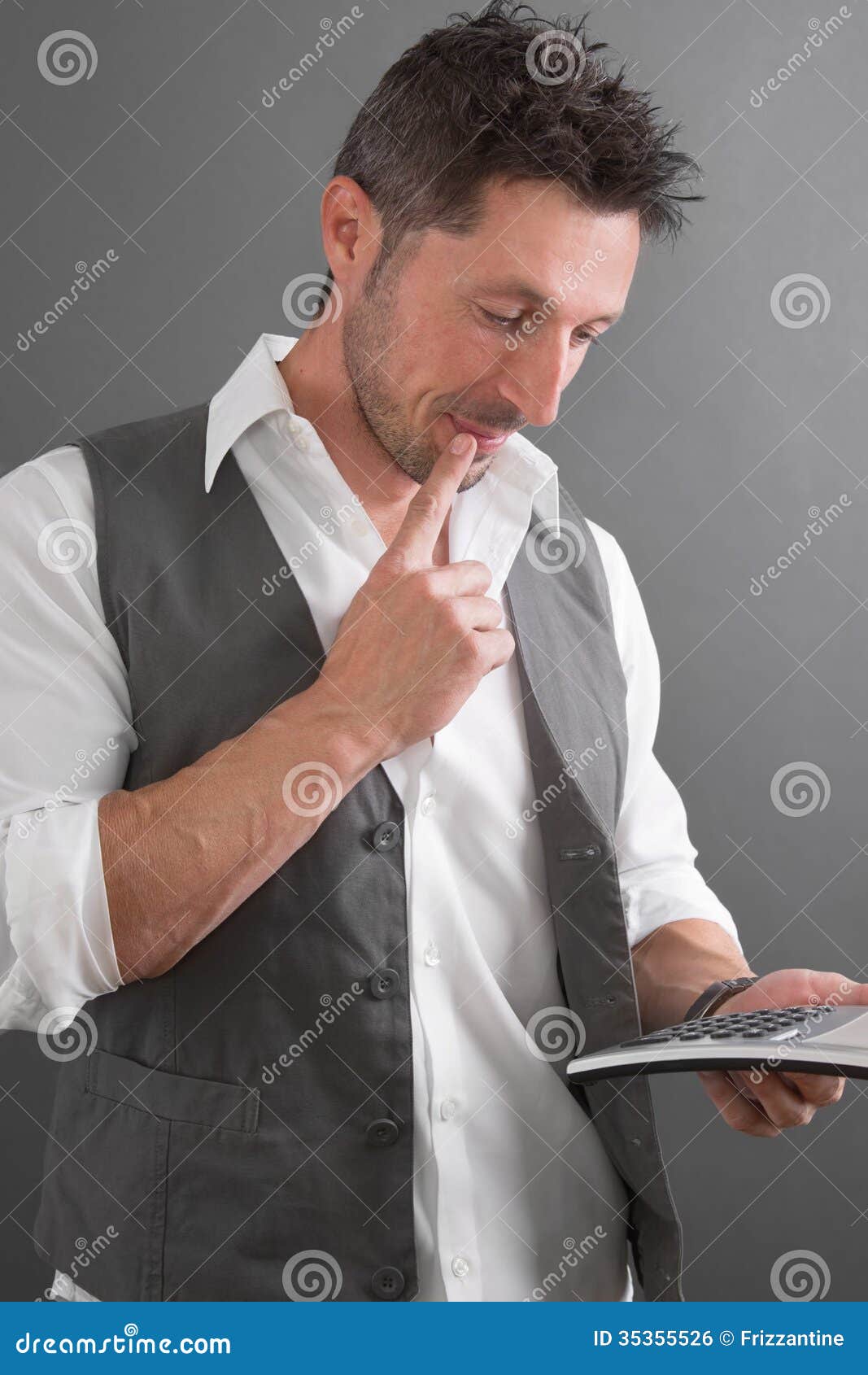 Man with calculator stock photo. Image of career, financial - 35355526