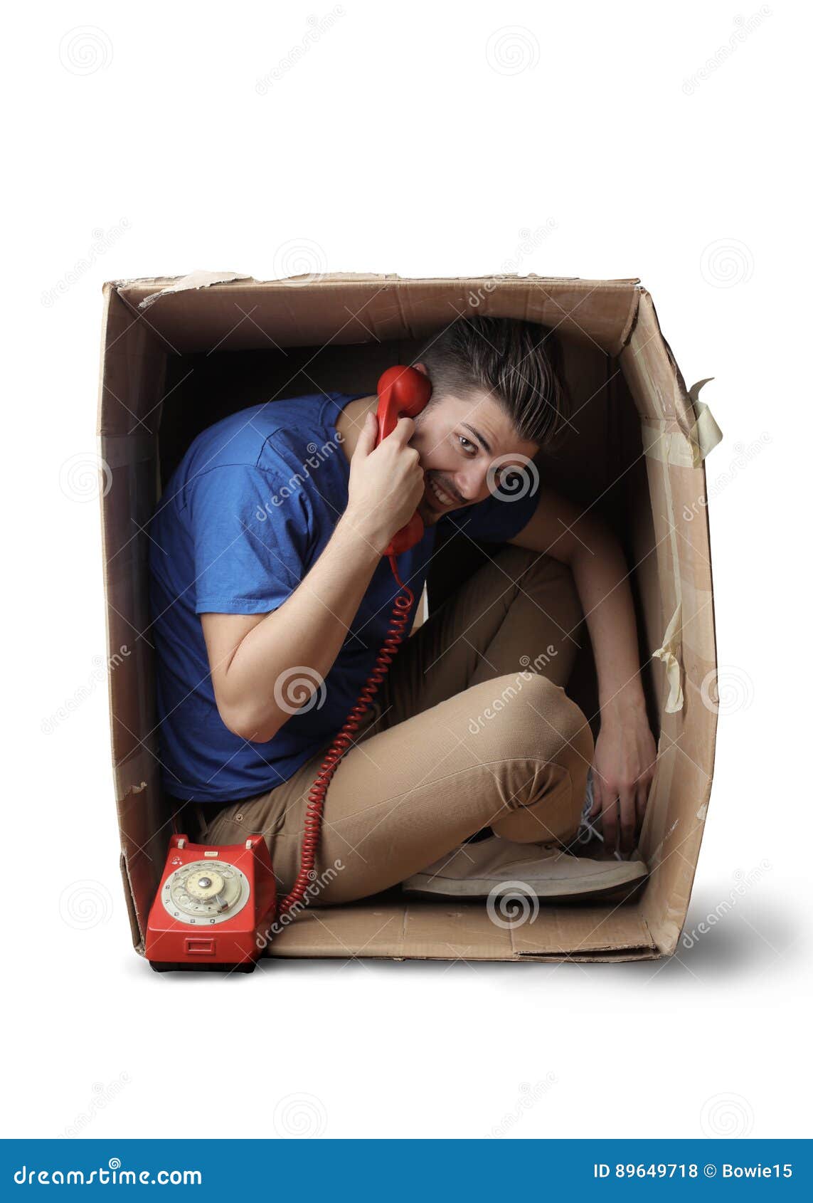 Man calling from a box stock photo. Image of young, pressure - 89649718