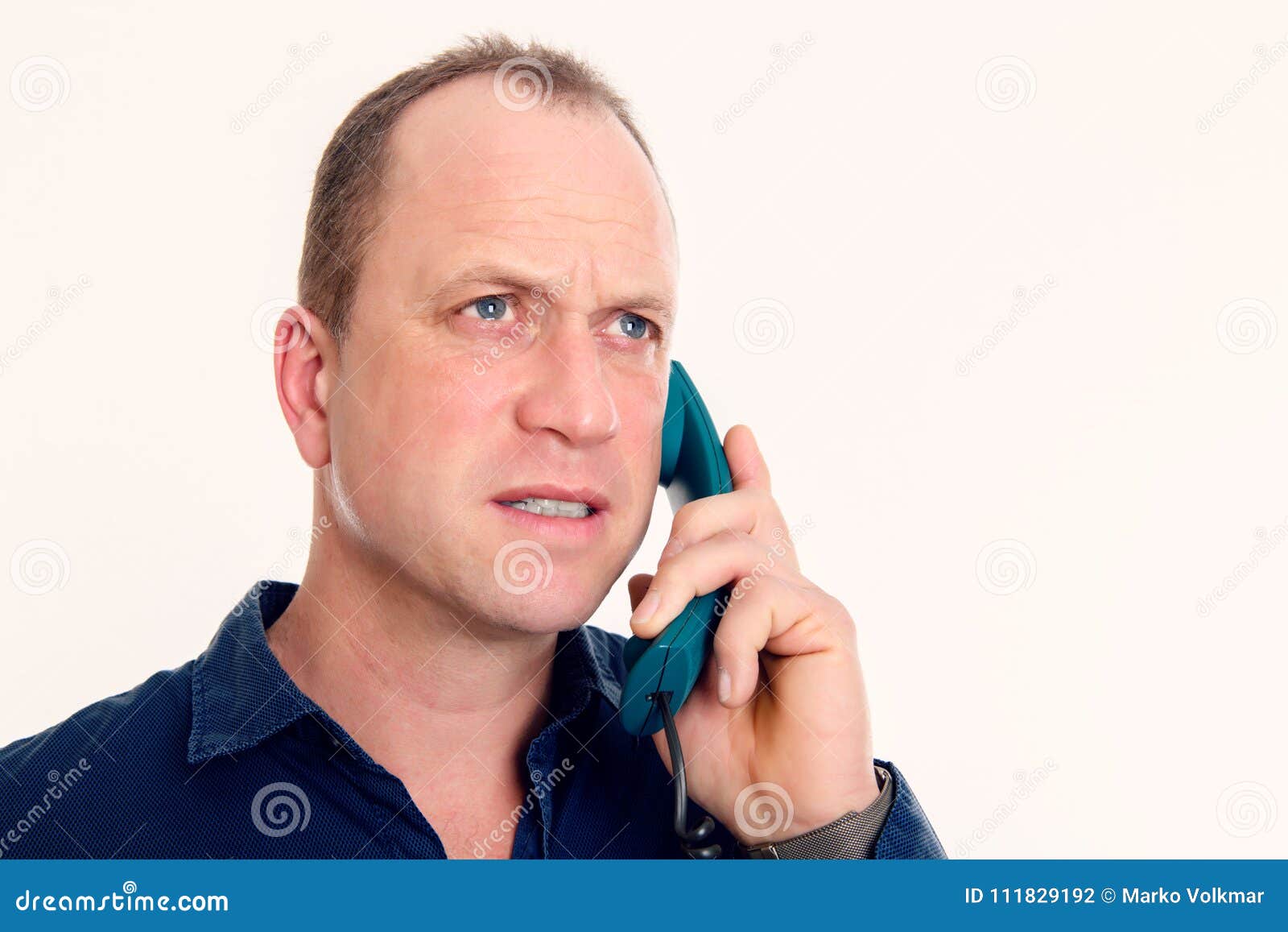 Man Calling with Green Phone Stock Photo - Image of discussion ...