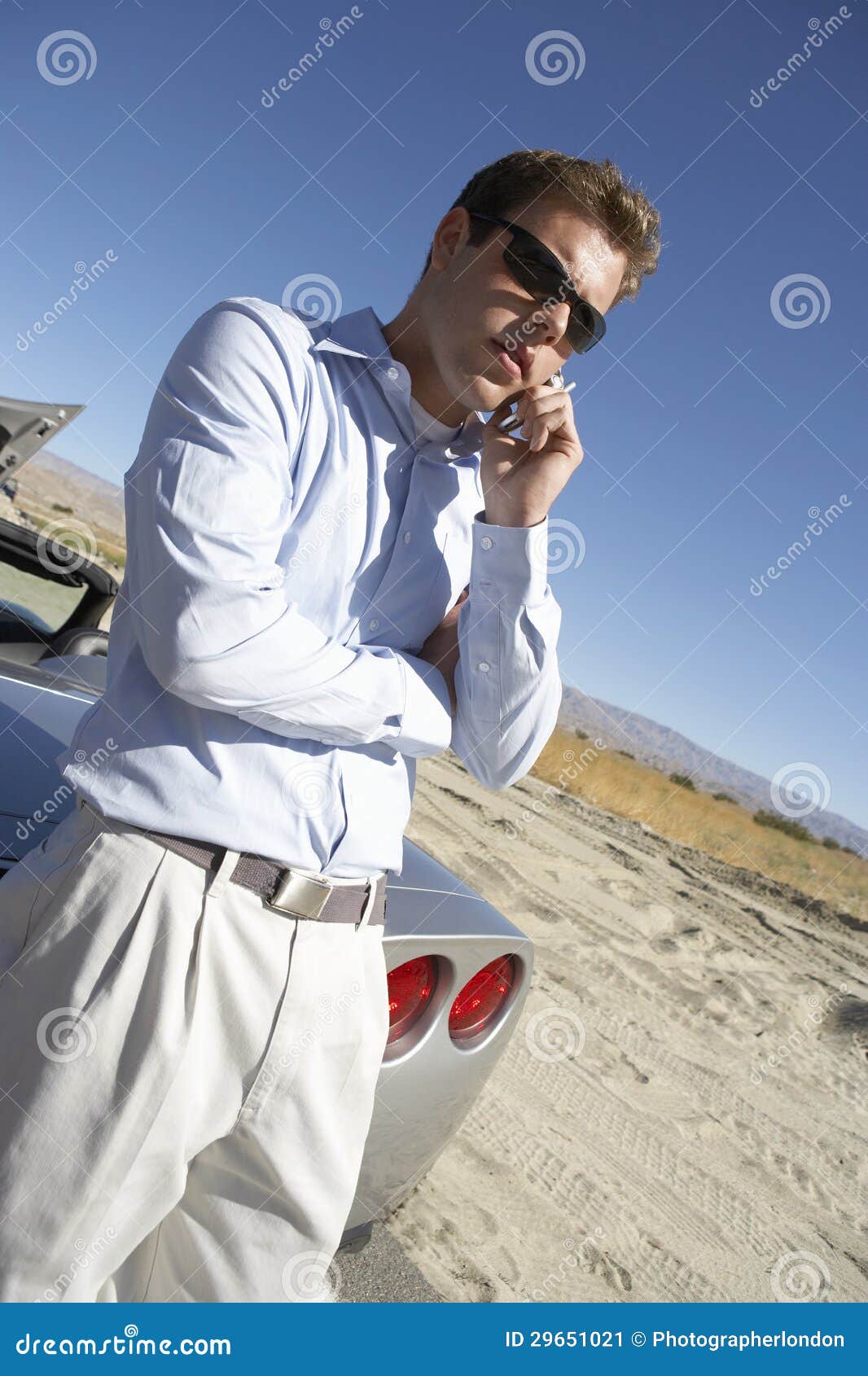 Man Calling for Help stock image. Image of phone, damage - 29651021