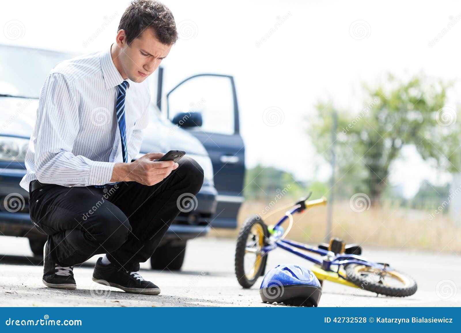 Man Calling for Help after Accident Stock Photo - Image of emergency ...