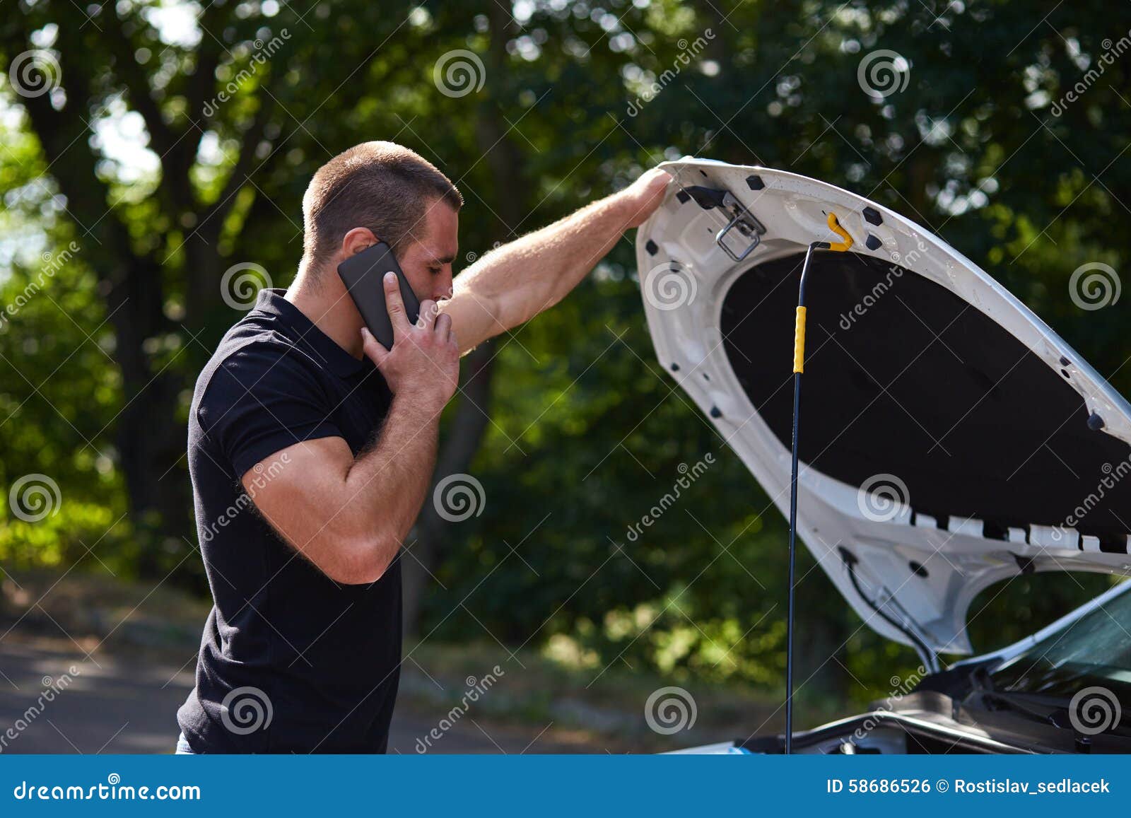 Man calling for help stock photo. Image of person, driver - 58686526