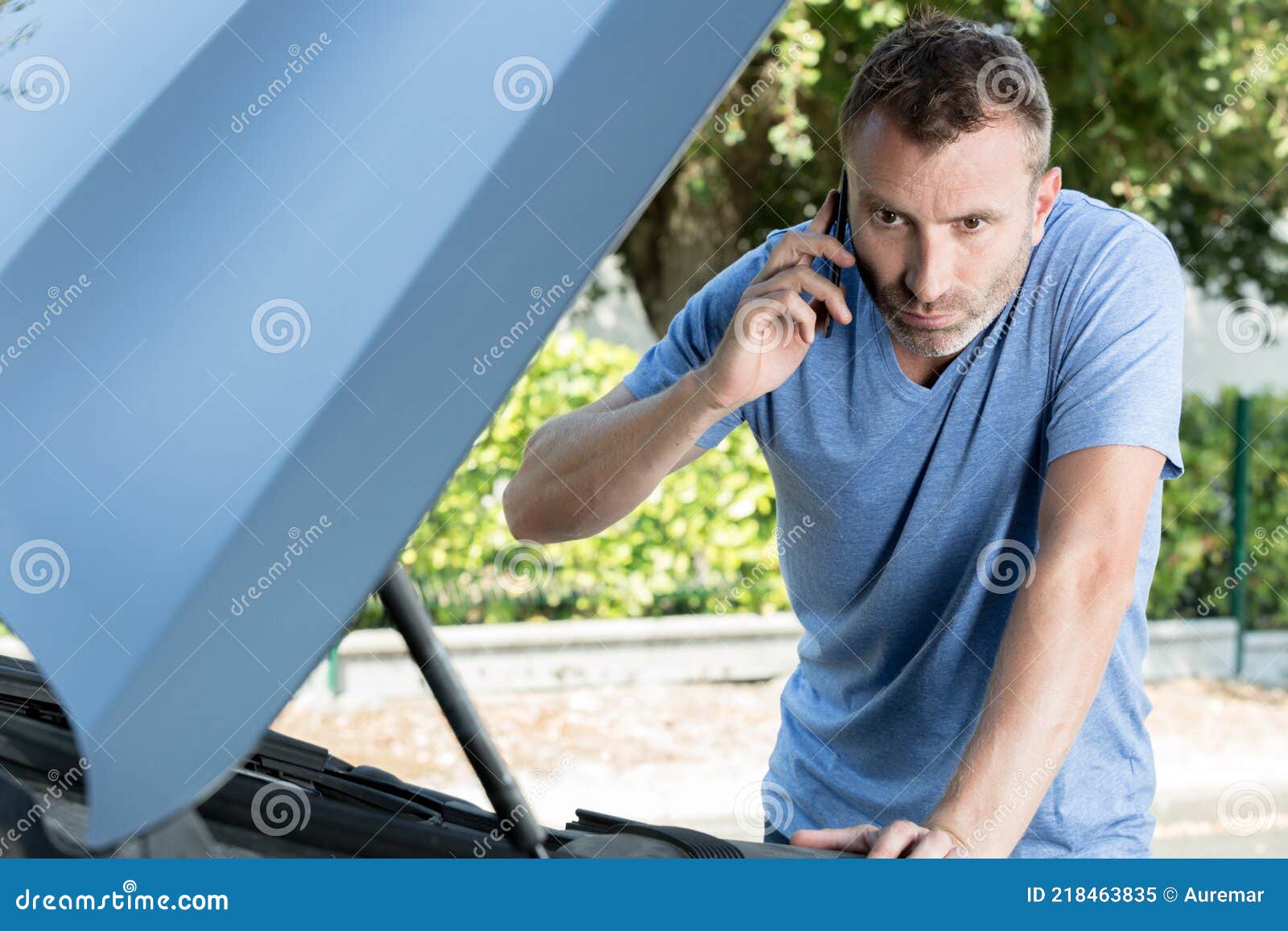 Man Calling for Help with Mobile Phone Stock Image - Image of ...