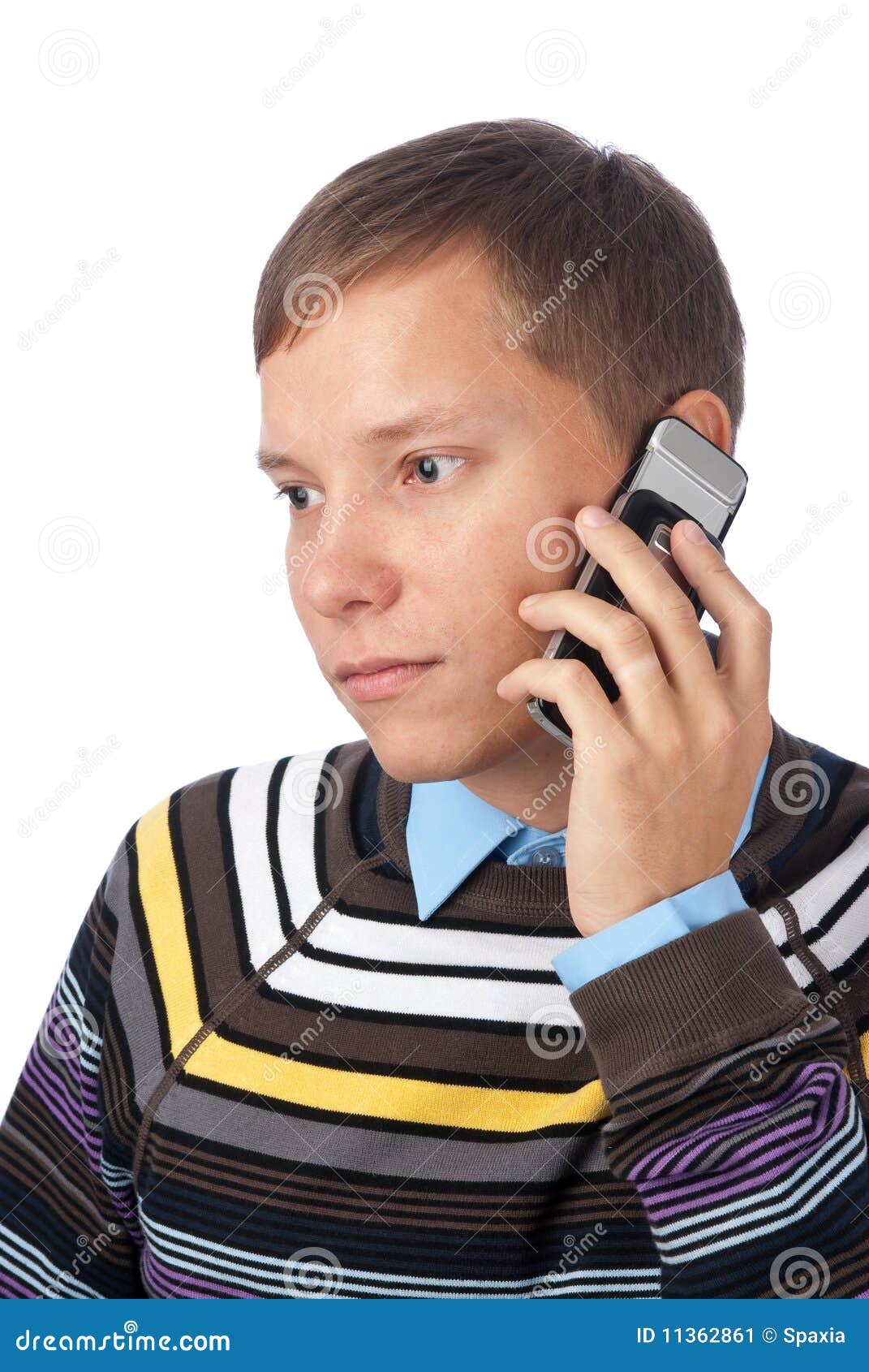 Man Calling on Mobile Phone Stock Image - Image of modern, looking ...