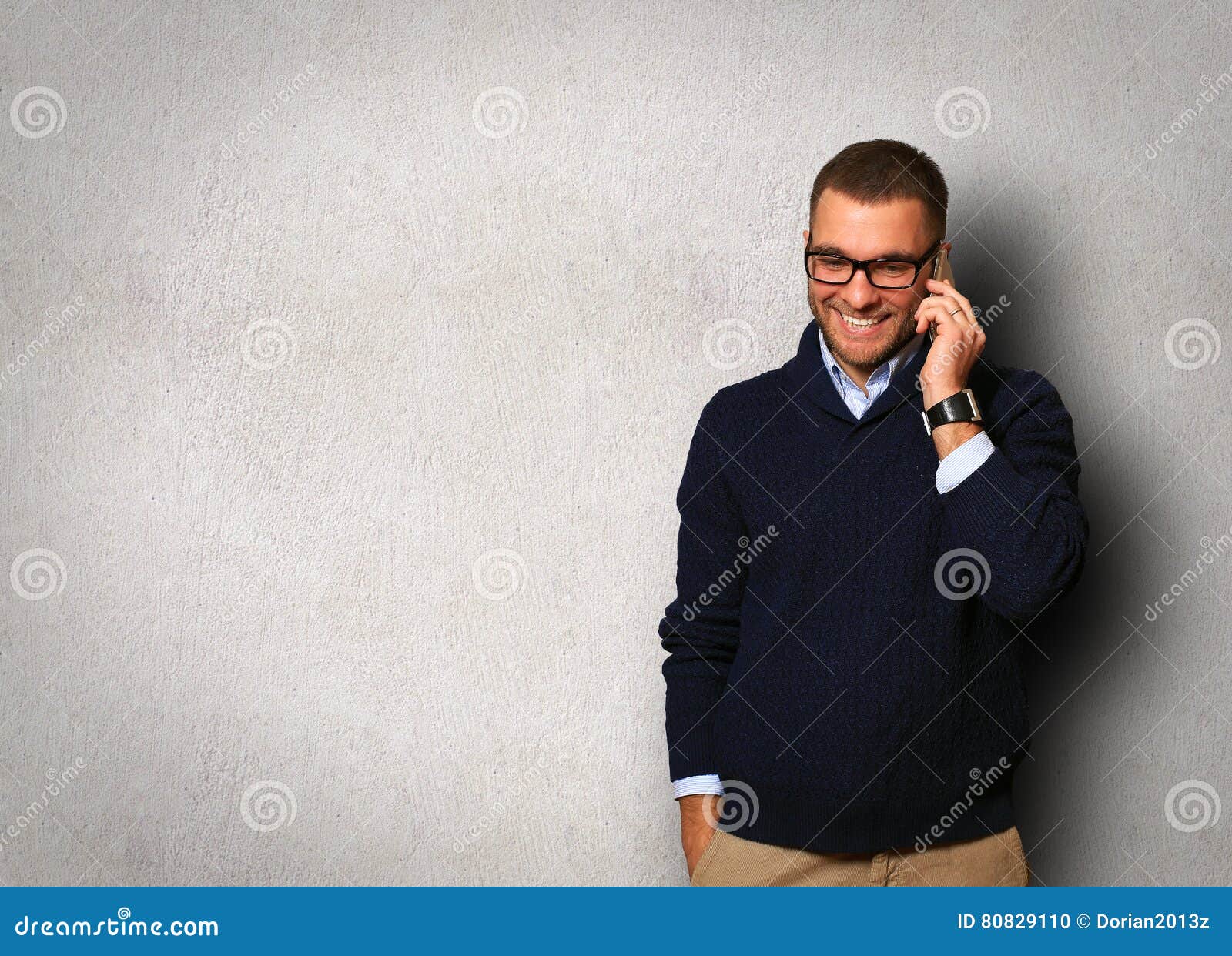 Man Calling on Mobile Phone Stock Photo - Image of laughter, work: 80829110