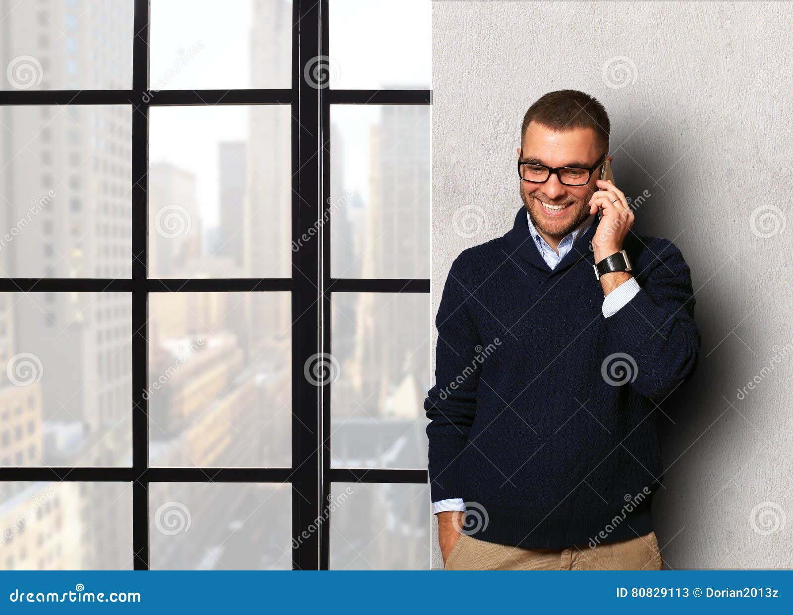 Man Calling on Mobile Phone Stock Image - Image of cute, phone: 80829113