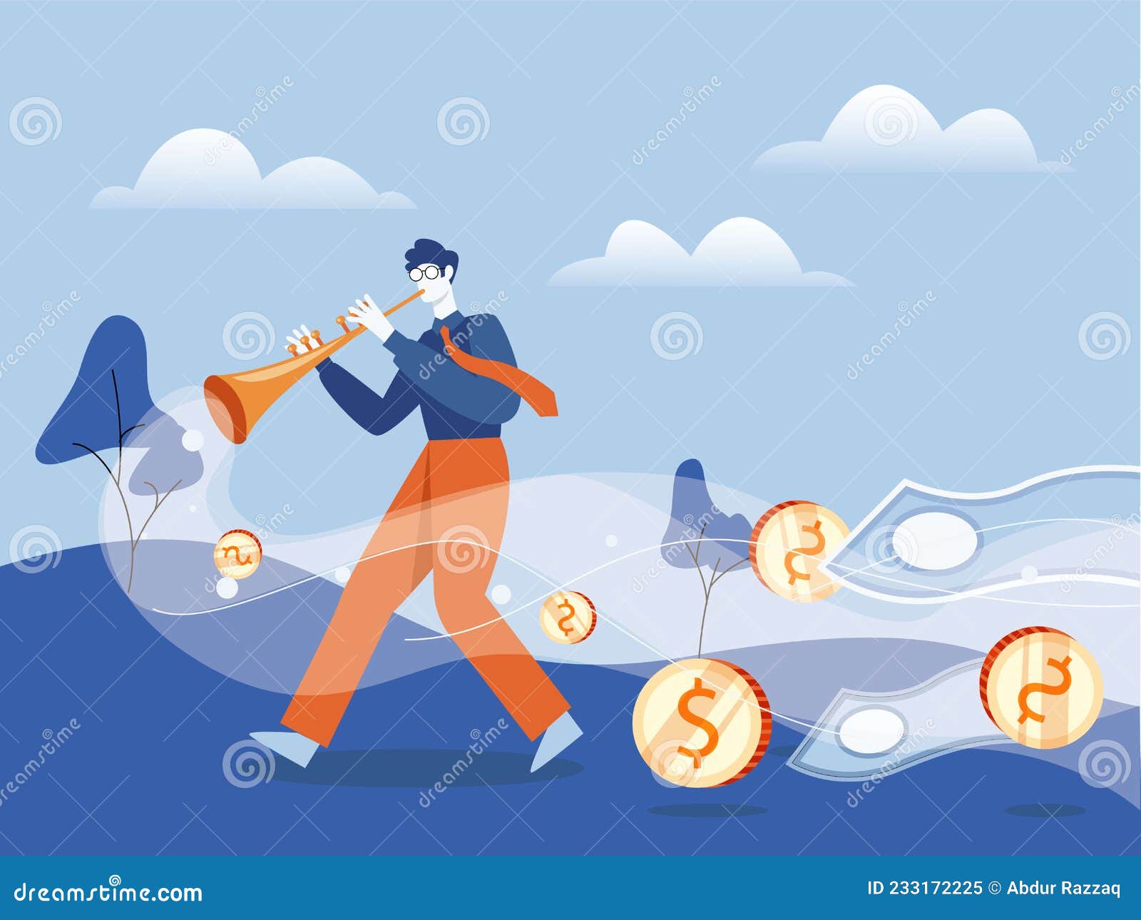 Man Calling Out Money Illustration Concept Vector Stock Illustration ...