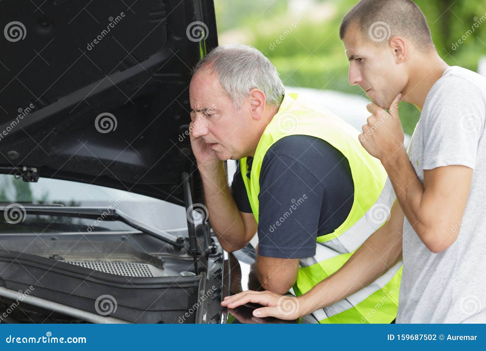 Man Calling after Vehicle Breakdown Stock Photo - Image of service ...