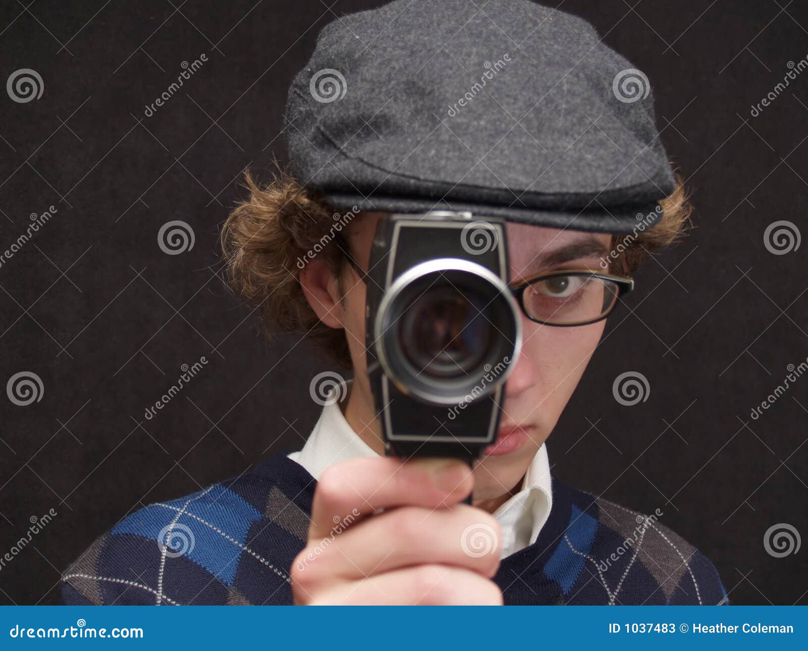 Man with Camera stock image. Image of video, studio, isolated - 1037483