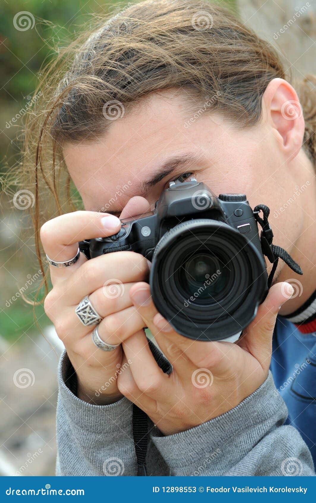 The man with the camera. stock image. Image of haired - 12898553