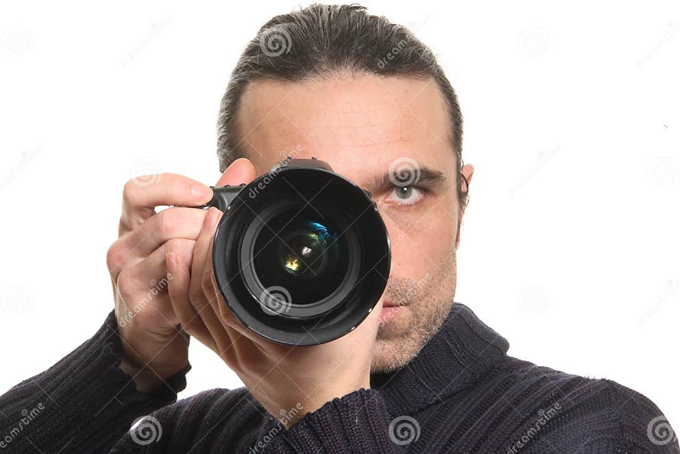 The man with a camera stock image. Image of satisfaction - 2382003